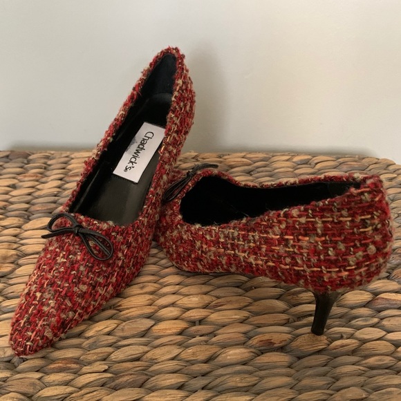 Chadwicks | Shoes | Nwot Chadwicks Red Tweed Heel Pumps | Poshmark